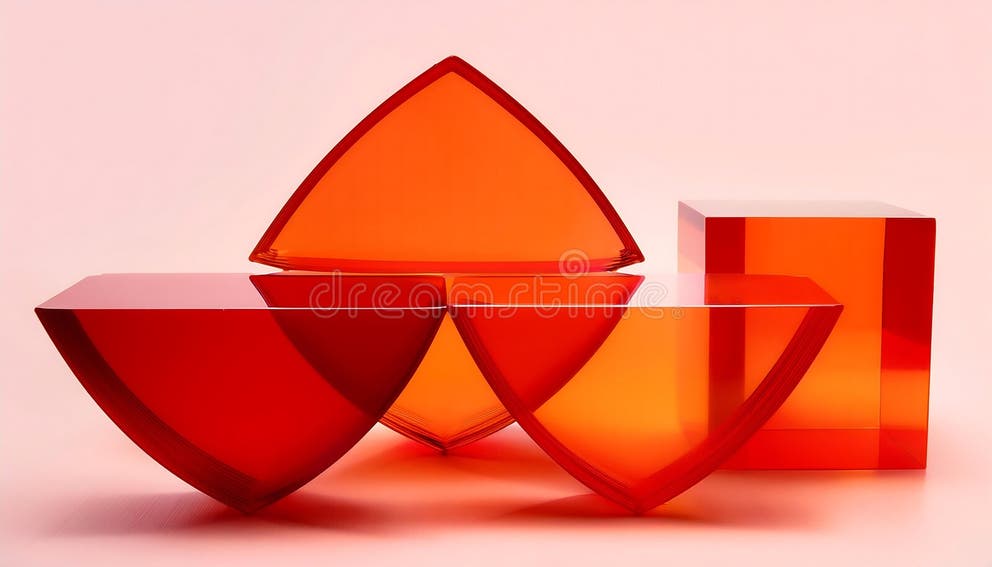 Overlapping, Translucent Red and Orange Geometric Shapes with Shadow ...