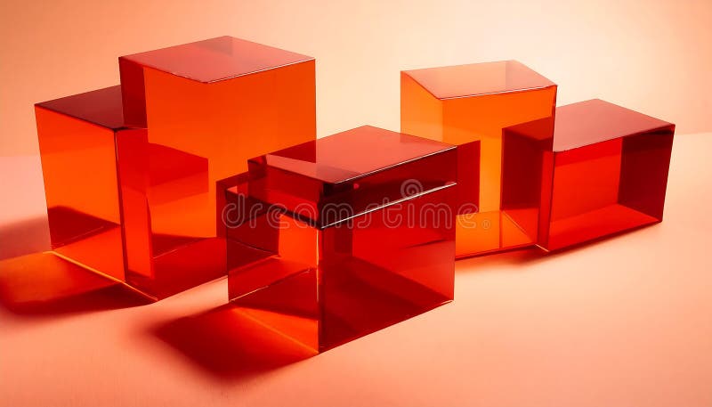 Overlapping, Translucent Red and Orange Geometric Shapes with Shadow ...