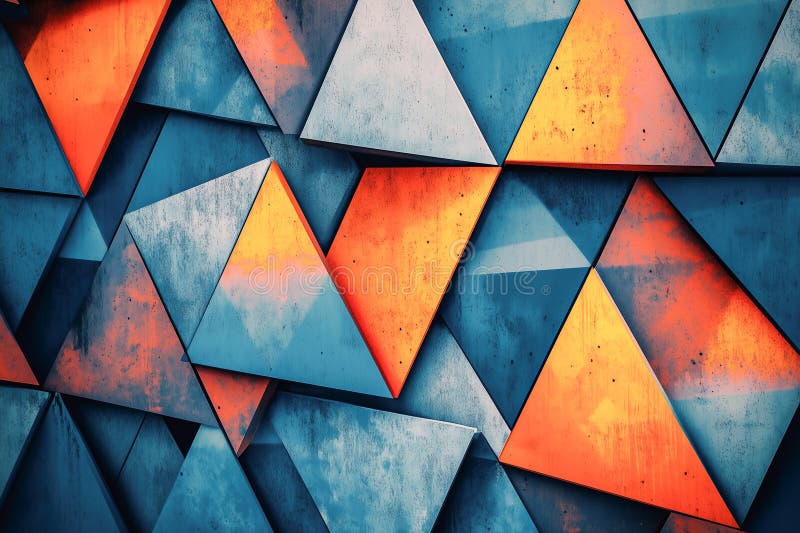 Orange Blue Triangle Shapes Abstract Background Geometric Design ...