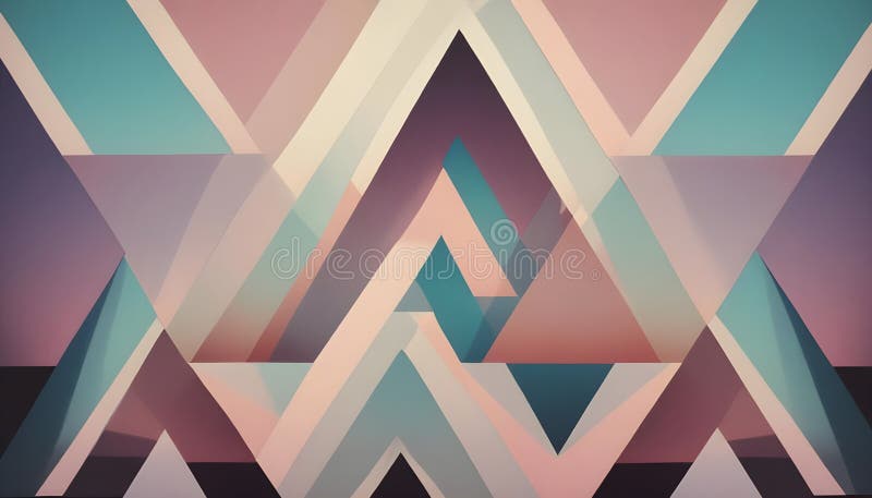 Overlapping Triangles in Soft Pastel Colors Create a Geometric and ...