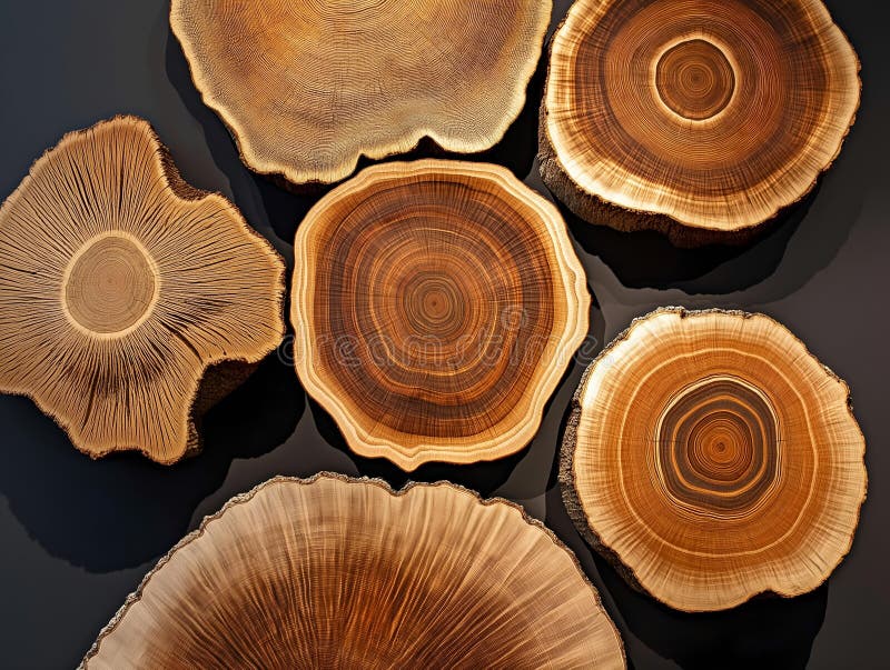 Overlapping Wooden Cross-sections in Warm Brown Tones Stock ...