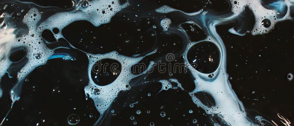 Overlay of Bubbles with Distorted Reflections and Abstract Imagery on a ...