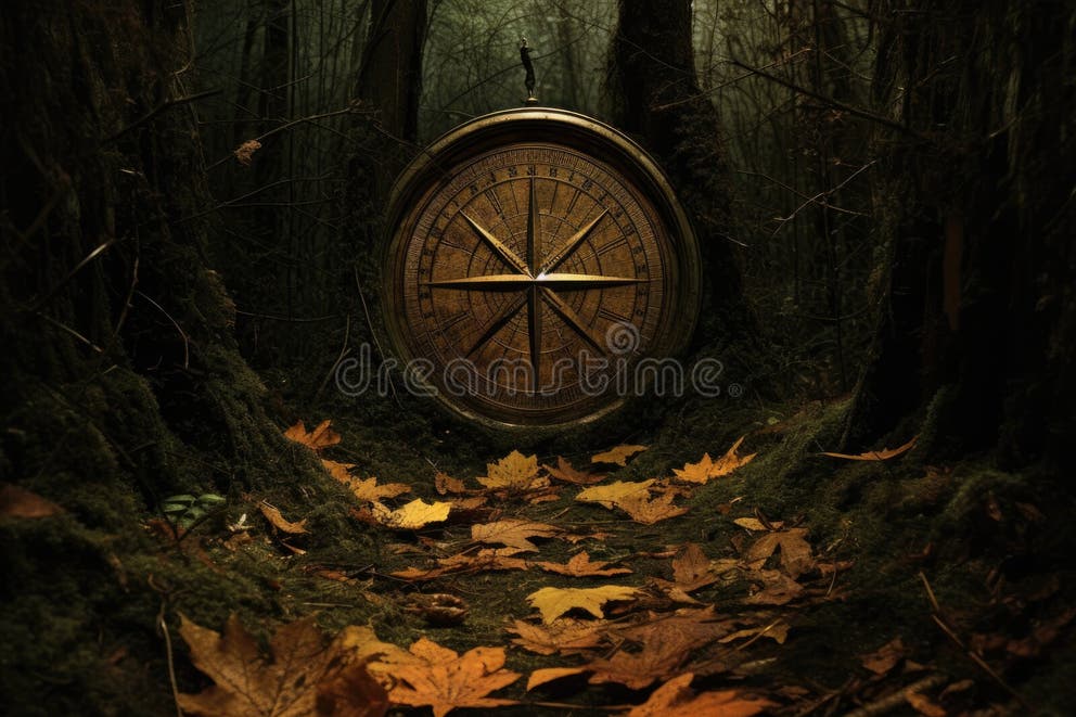 An Overlay of a Compass and a Forest Trail Stock Image - Image of path ...