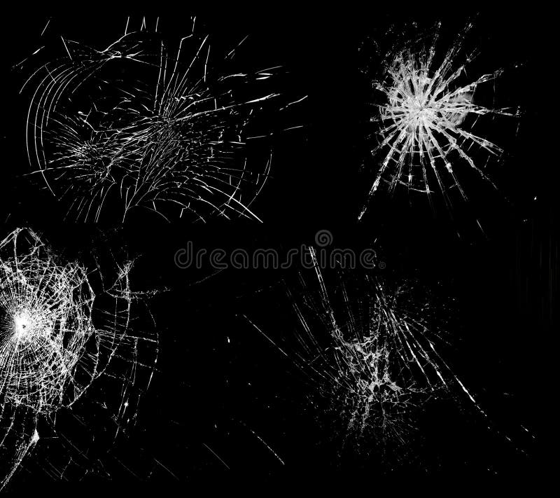 Overlay the Effect of Glass Damage. Split Glass on a Black Background ...