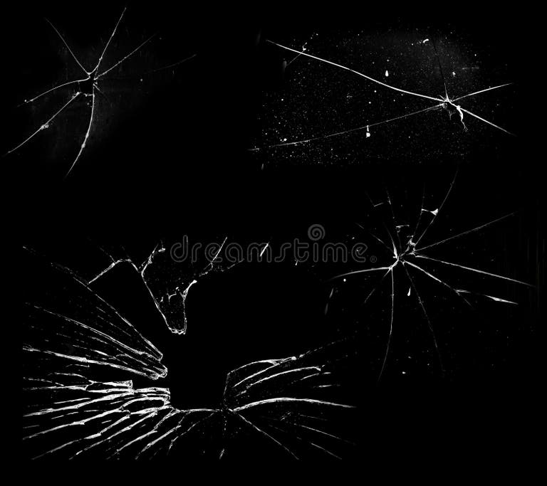 Overlay the Effect of Glass Damage. Split Glass on a Black Background ...