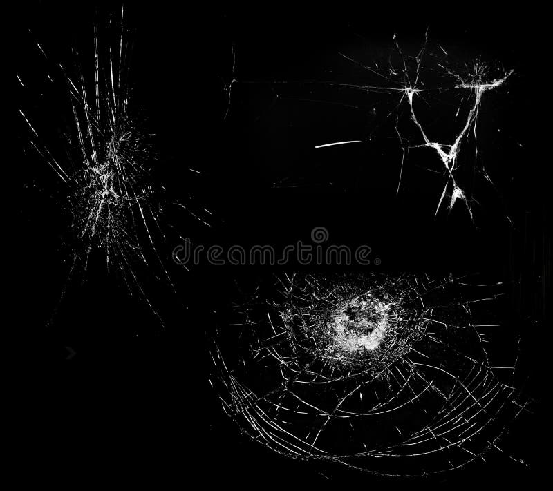 Overlay the Effect of Glass Damage. Split Glass on a Black Background ...