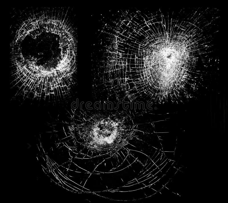 Overlay the Effect of Glass Damage. Split Glass on a Black Background ...