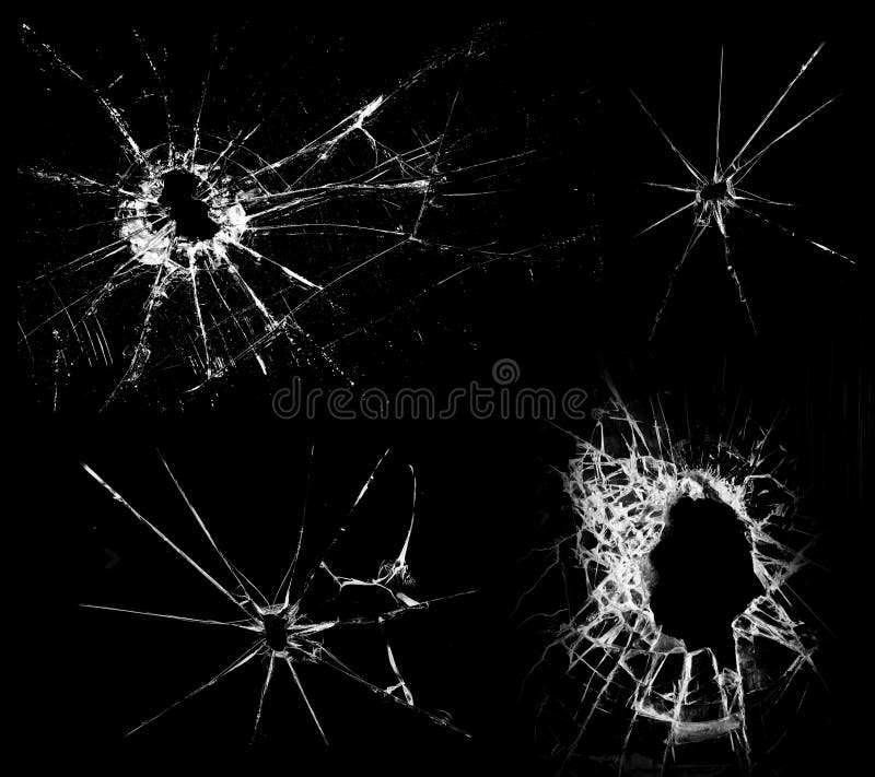 Overlay the Effect of Glass Damage. Split Glass on a Black Background ...
