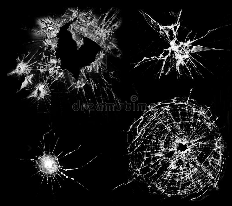 Overlay the Effect of Glass Damage. Split Glass on a Black Background ...