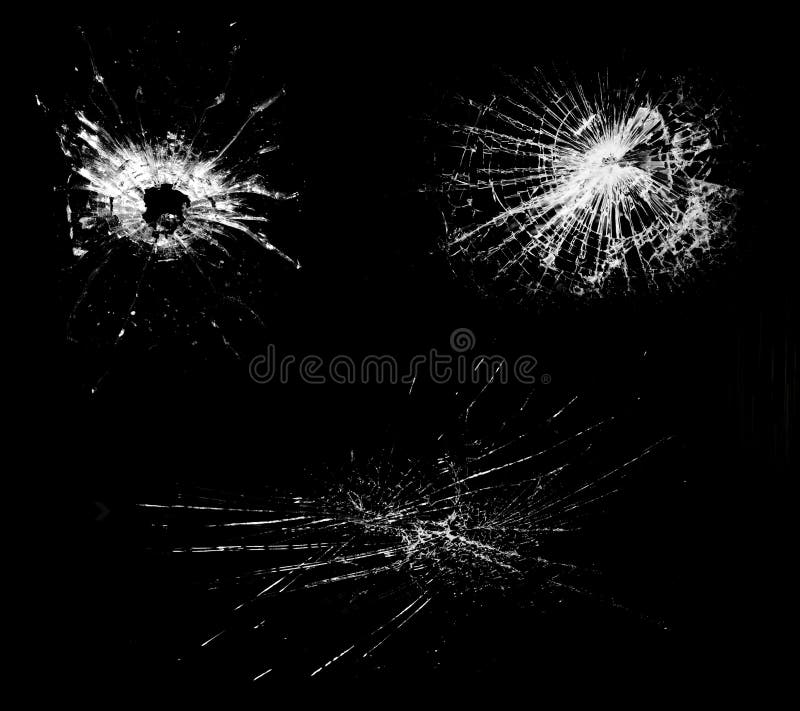 Overlay the Effect of Glass Damage. Split Glass on a Black Background ...