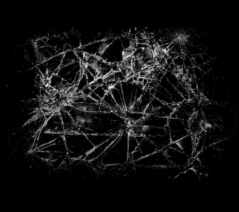 Overlay the Effect of Glass Damage. Split Glass on a Black Background ...