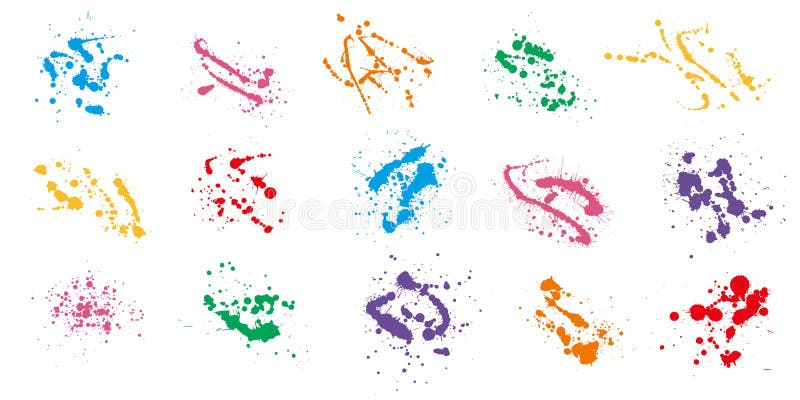 Overlay, Elements of Color Paint Splatter, Set. Vector Illustration ...