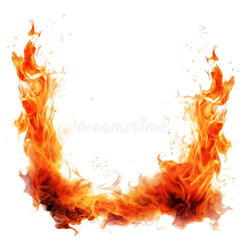 Overlay of Flame on a Transparent Background. Long Vertical Strip of ...