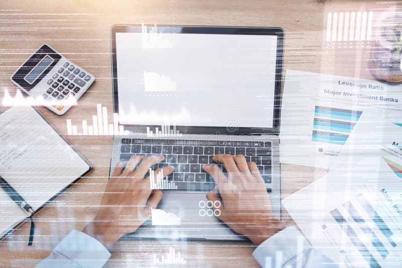 Overlay, Mockup or Doctors Hands on Laptop with Documents Typing, Data ...