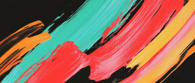 Overlay Texture of Vibrant Brushstrokes on a Black Background Creating ...