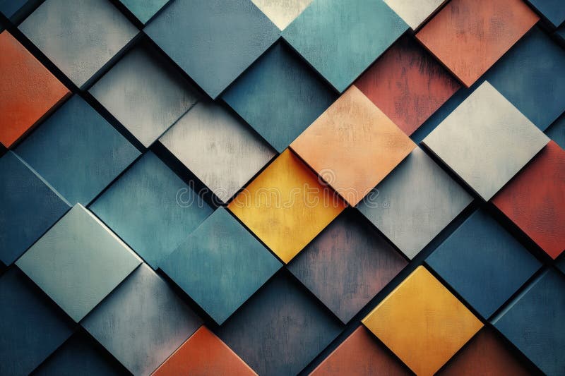 Overlaying Geometric Shapes with Varying Colors Form an Abstract Design ...