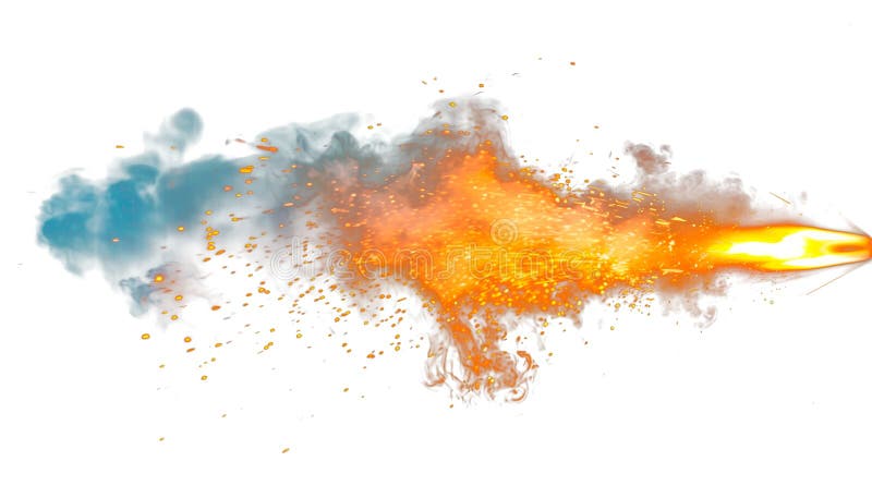 Overlaying a Muzzle Flash on a White or Transparent Background. Close ...