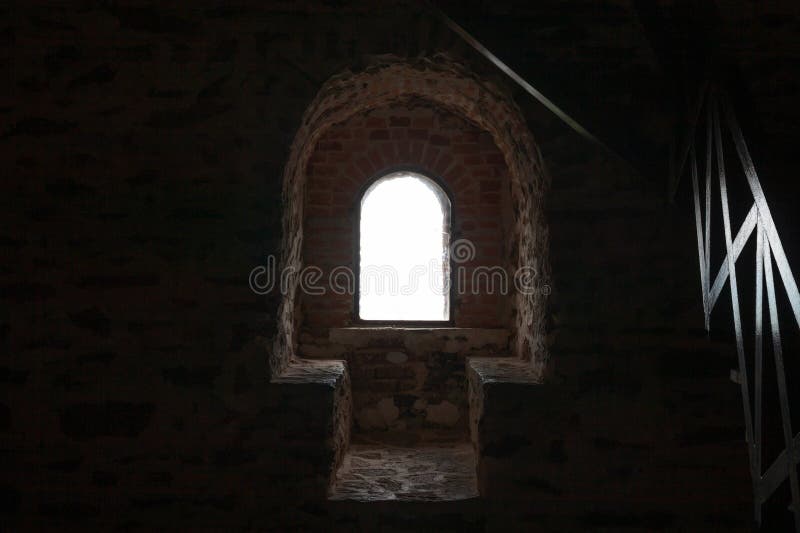 Selective Blur on a Light and Shadow of a Medieval Castle Window with a ...