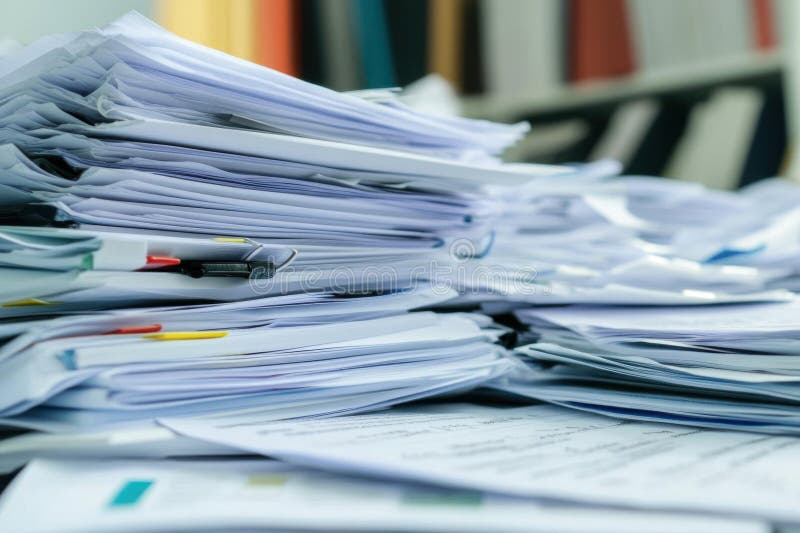 Overload Paperwork Stacked, Paperwork Organized with Information ...