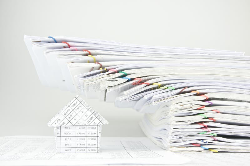 Overload Pile Paperwork of Sales and Receipt Over House Stock Image ...