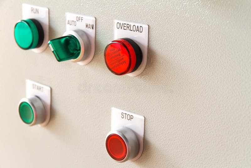 Overload Sign Buttons on Control Panel. Stock Photo - Image of safety ...