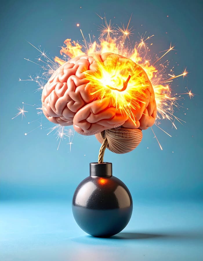 Overloaded Brain about To Explode. Stock Illustration - Illustration of ...
