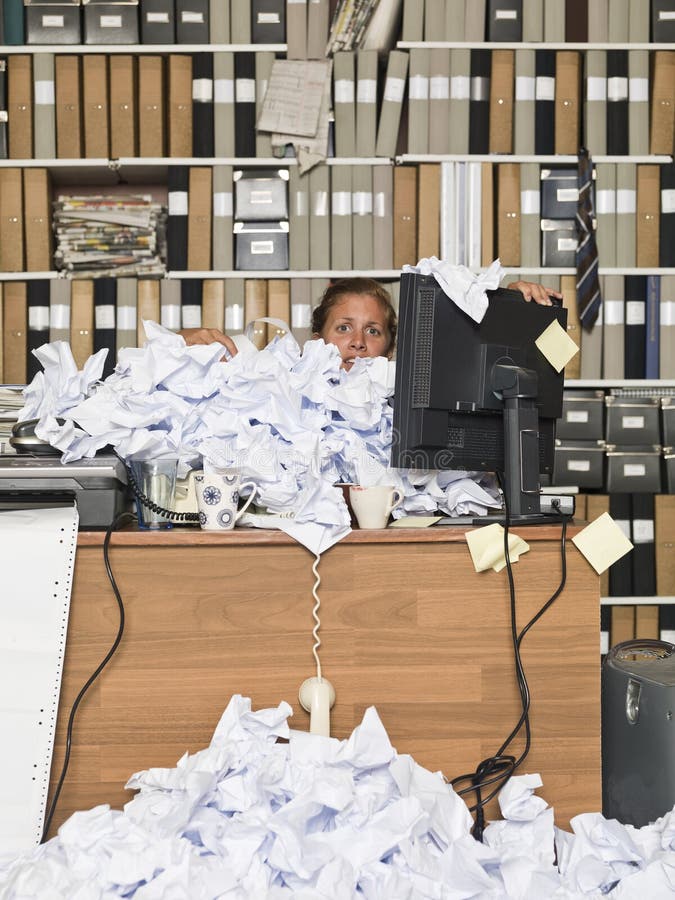 Buried Businesswoman stock photo. Image of desk, place - 28119776