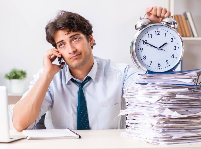 Overloaded Busy Employee with Too Much Work and Paperwork Stock Image ...