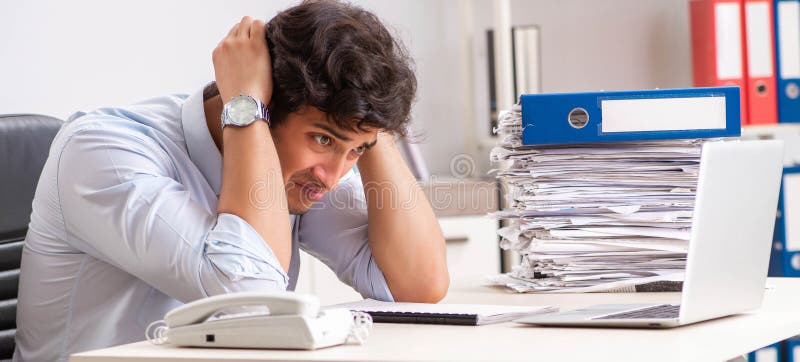 Overloaded Busy Employee with Too Much Work and Paperwork Stock Image ...