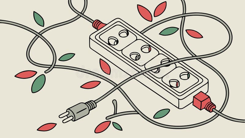 Overloaded Outlet with Christmas Lights. Safety Hazard Stock Vector ...