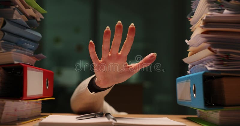 Overloaded with Paperwork and a Hand Reaching Out for Help Stock Video ...