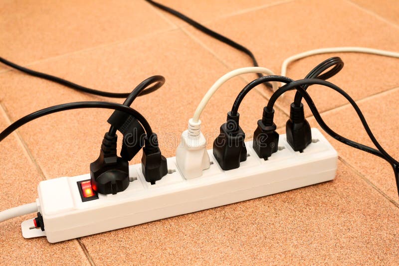 Overloaded Power Boards Outlet Multiple Socket Electrical Plug Stock ...