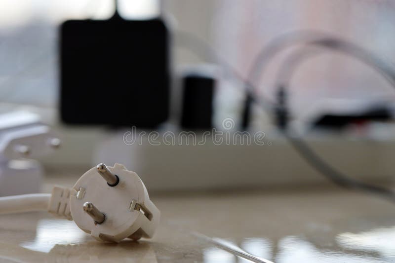 Overloaded Power Boards. Power Strips with Different Electrical Plugs ...