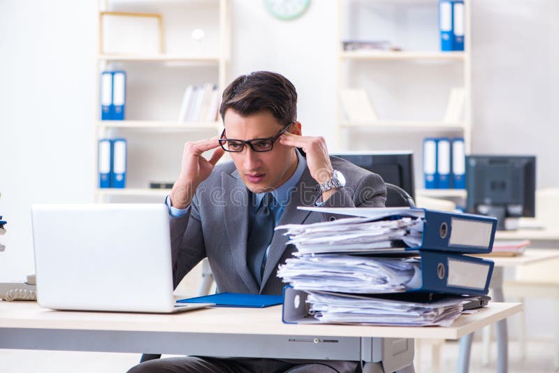 The Overloaded with Work Employee Under Paperwork Burden Stock Image ...