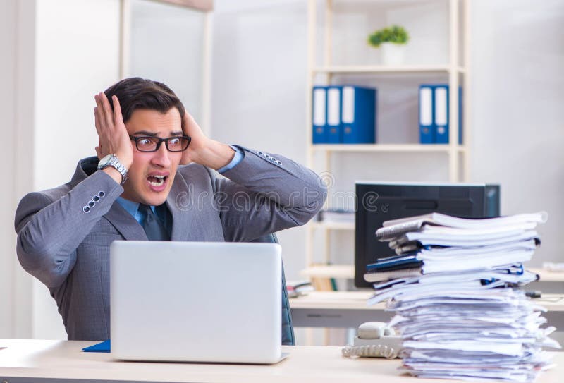 Overloaded with Work Employee Under Paperwork Burden Stock Photo ...