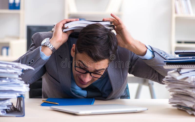 Overloaded with Work Employee Under Paperwork Burden Stock Image ...