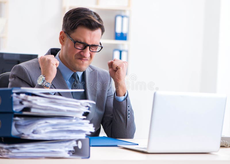 Overloaded with Work Employee Under Paperwork Burden Stock Photo ...