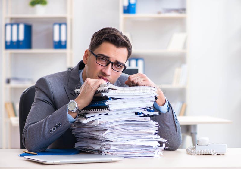 Overloaded with Work Employee Under Paperwork Burden Stock Image ...
