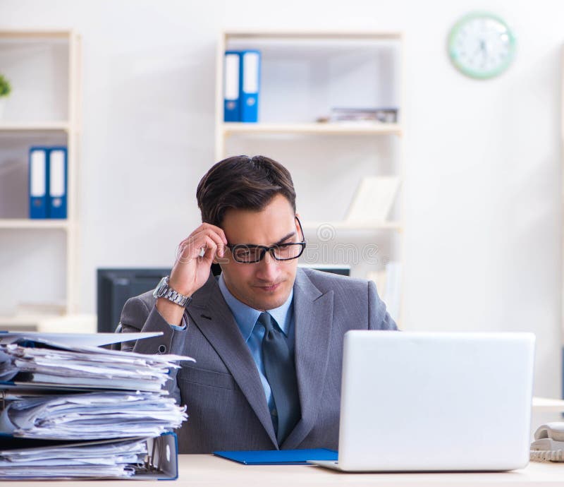 Overloaded with Work Employee Under Paperwork Burden Stock Photo ...