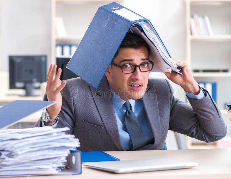 Overloaded with Work Employee Under Paperwork Burden Stock Photo ...
