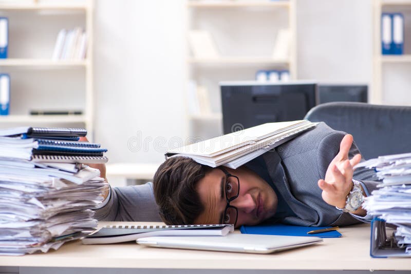 The Overloaded with Work Employee Under Paperwork Burden Stock Image ...