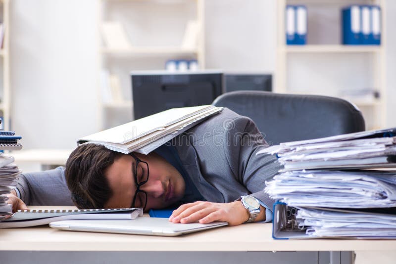 The Overloaded with Work Employee Under Paperwork Burden Stock Image ...