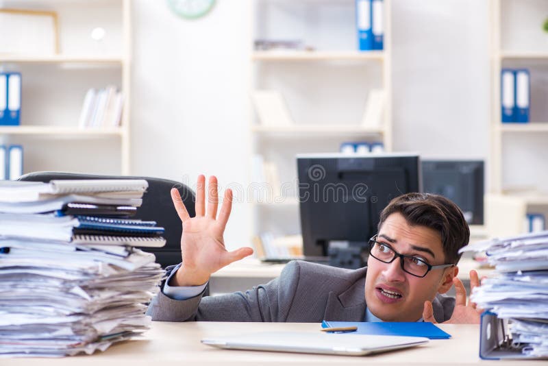 The Overloaded with Work Employee Under Paperwork Burden Stock Image ...