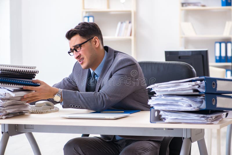 The Overloaded with Work Employee Under Paperwork Burden Stock Image ...