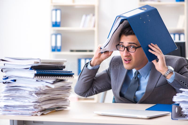 The Overloaded with Work Employee Under Paperwork Burden Stock Image ...