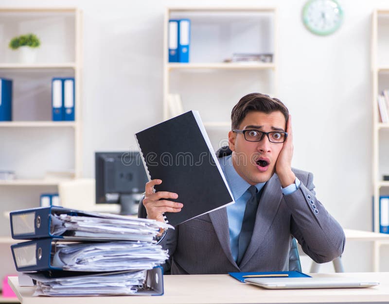 Overloaded with Work Employee Under Paperwork Burden Stock Photo ...