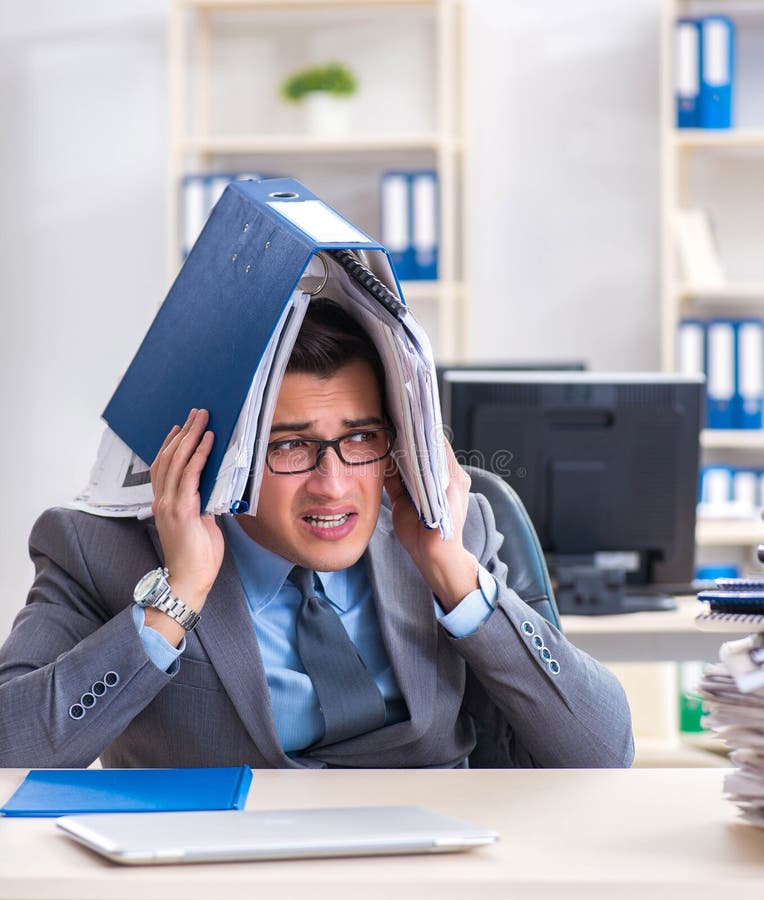 Overloaded with Work Employee Under Paperwork Burden Stock Photo ...