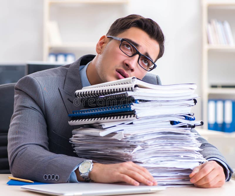 Overloaded with Work Employee Under Paperwork Burden Stock Photo ...
