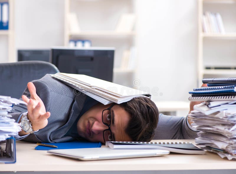 Overloaded with Work Employee Under Paperwork Burden Stock Photo ...
