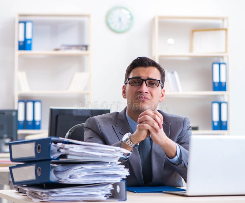 Overloaded with Work Employee Under Paperwork Burden Stock Photo ...